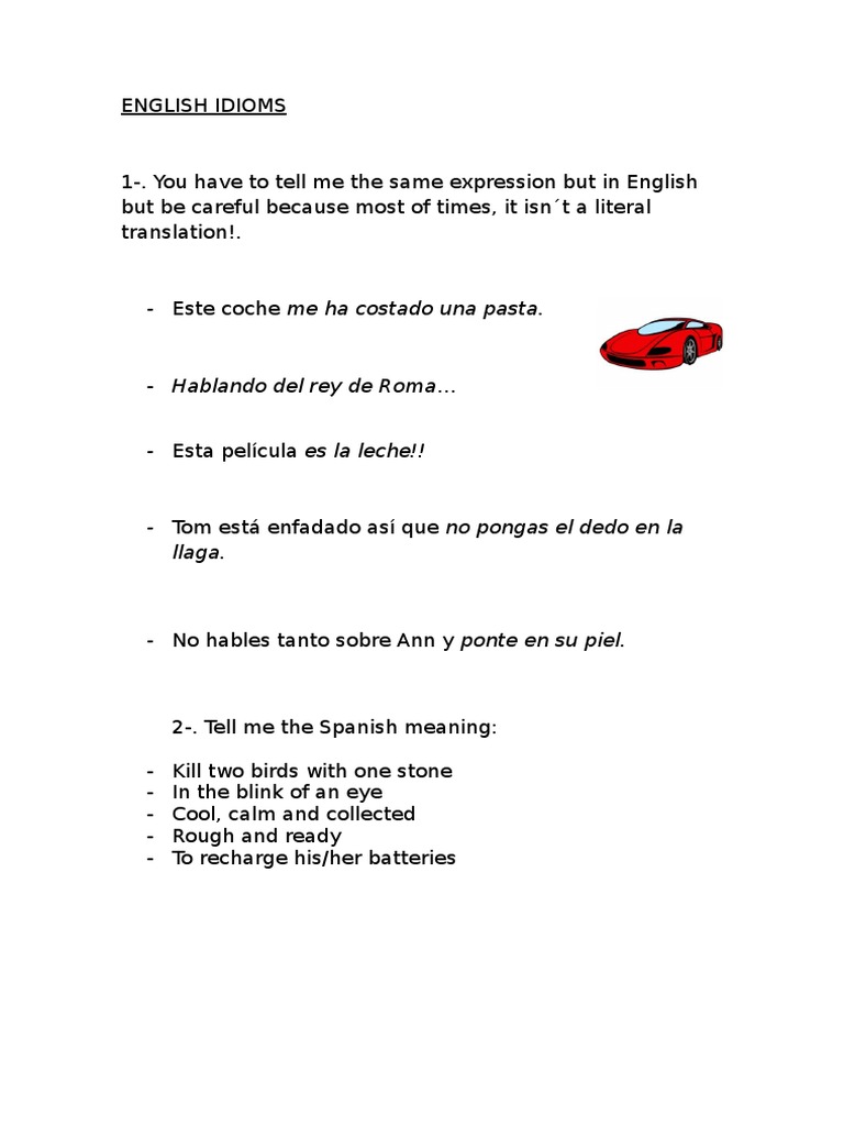 English Idioms EXERCISE | PDF