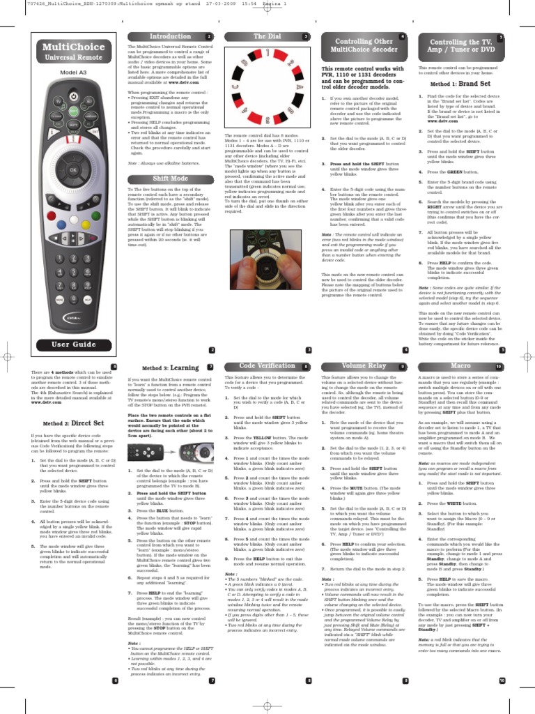 A3 MultiChoice | PDF | Remote Control | Macro (Computer Science)