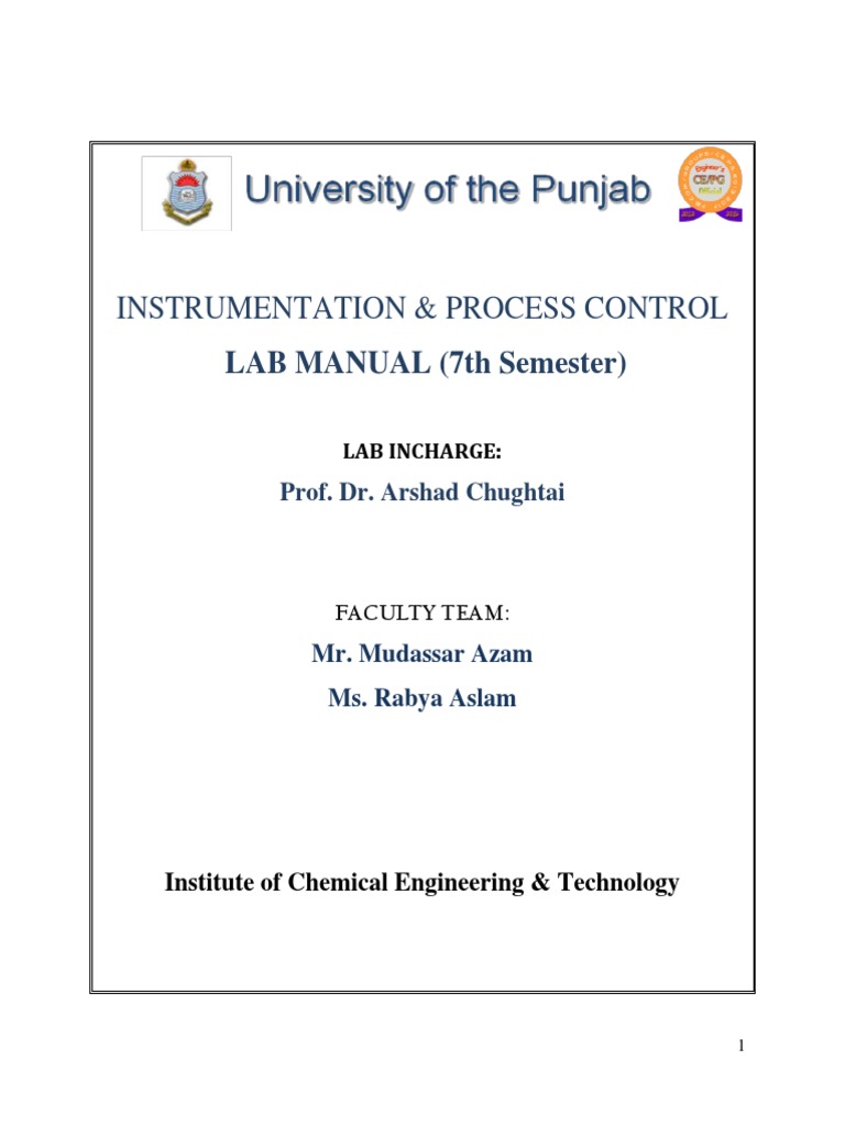 Manual - IPC Lab 7th Semester | PDF | Pressure Measurement | Thermocouple