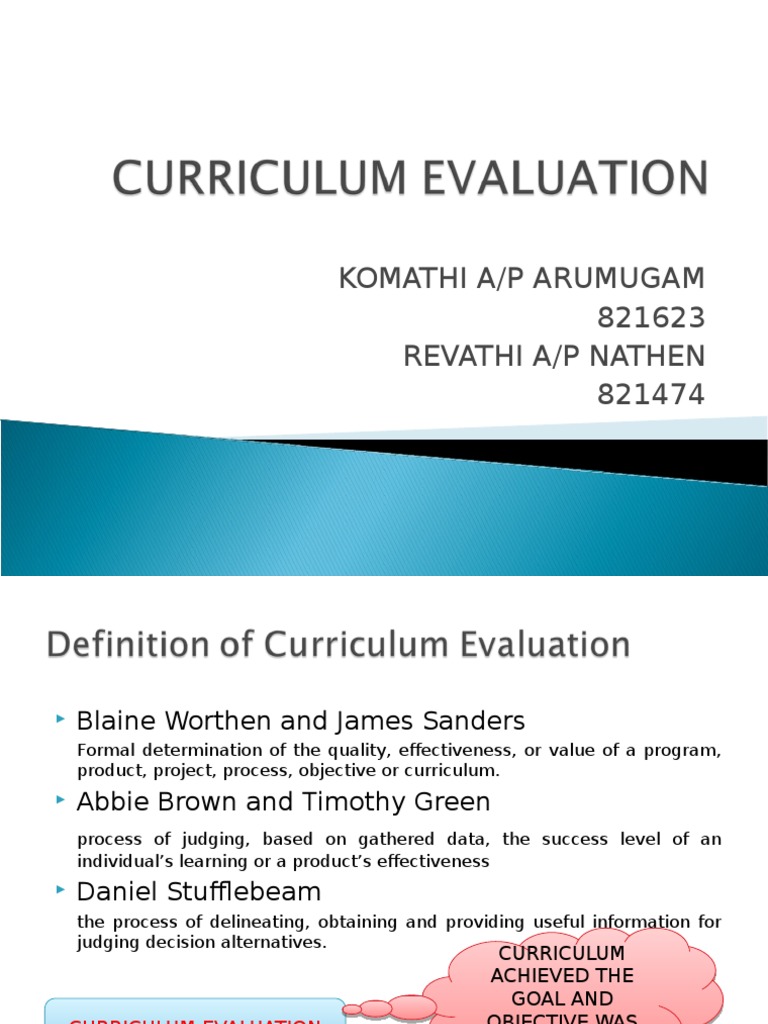 Curriculum Evaluation Slide | PDF | Evaluation | Curriculum