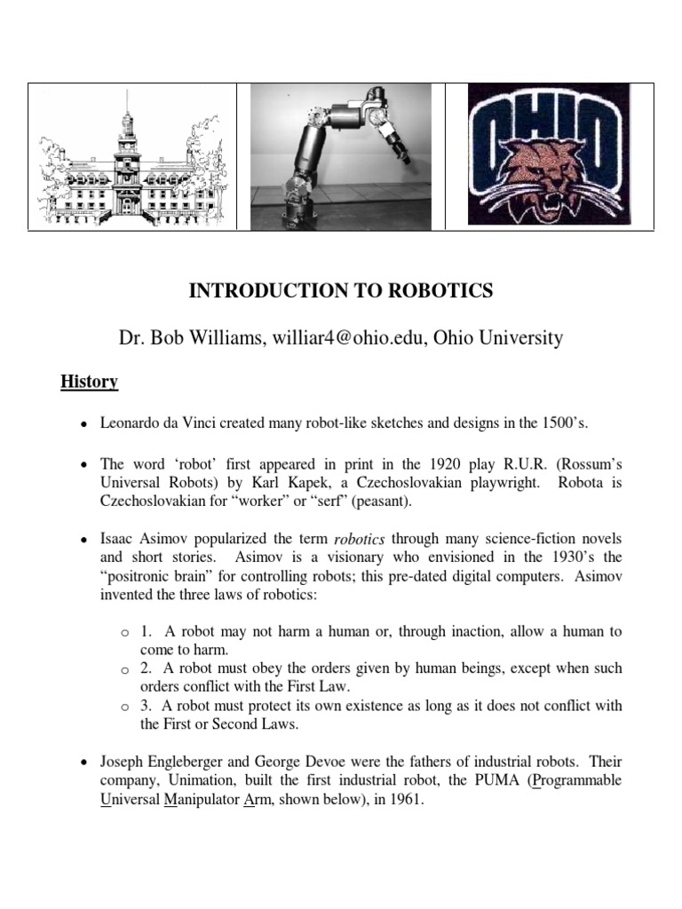 Introduction To Robotics PDF | Download Free PDF | Robot | Robotics