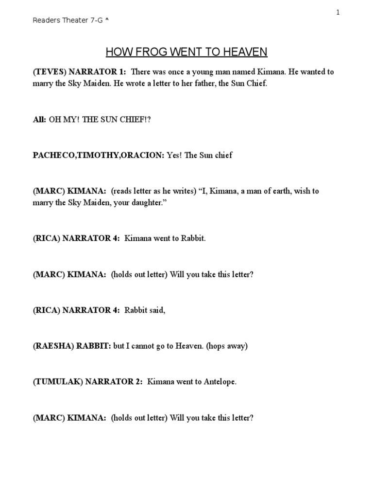 How Frog Went To Heaven Script | PDF | Art | Poetry