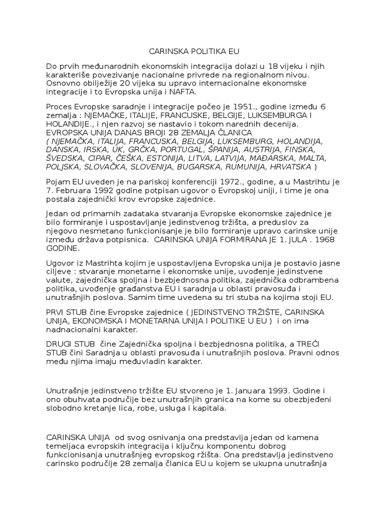 Carinska Politika Eu | PDF