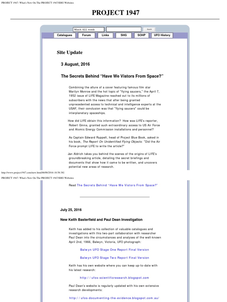 Project 1947 - What's New On The Project 1947 - SHG Websites | PDF ...