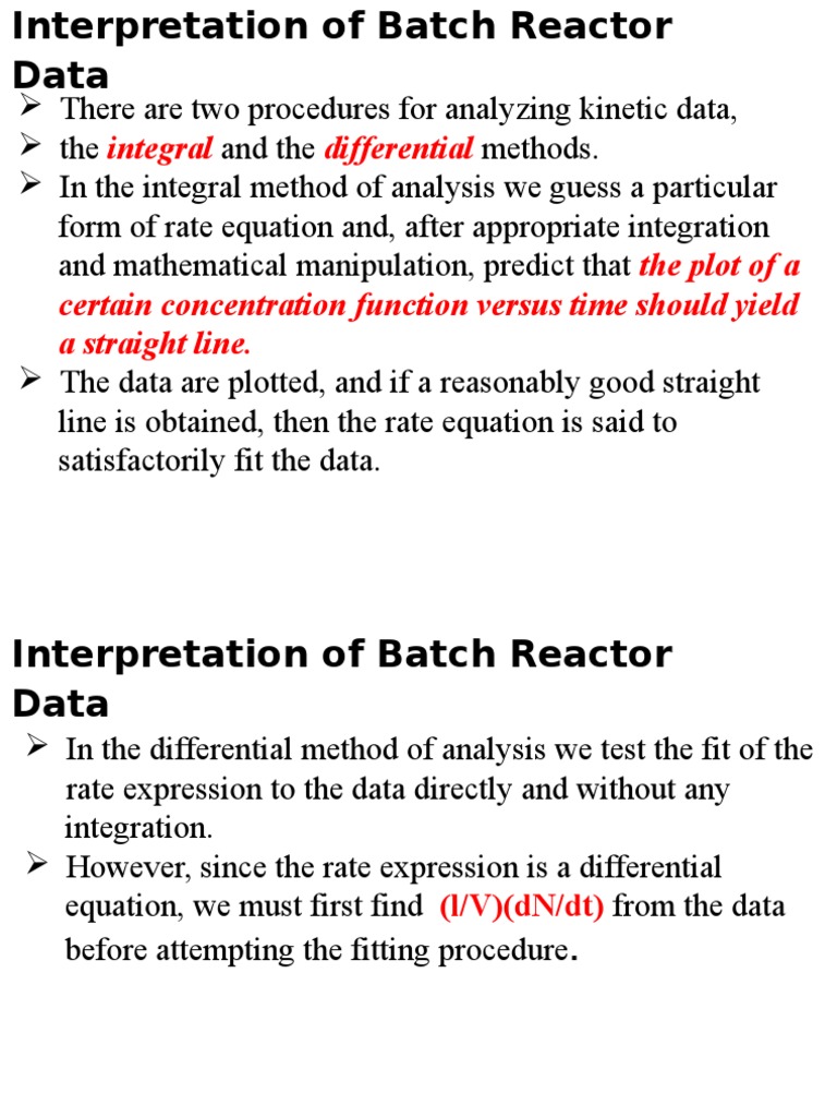 Interpretation of Batch Reactor Data | PDF