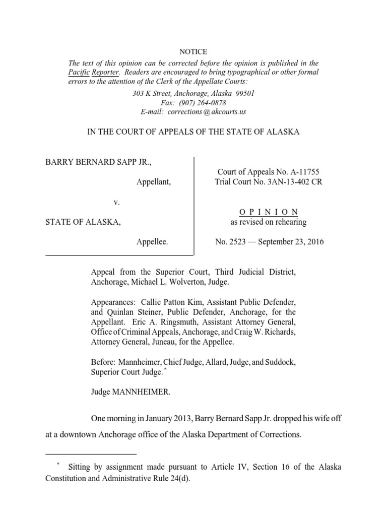 Sapp v. State, Alaska Ct. App. (2016) | PDF | Probation | Law ...