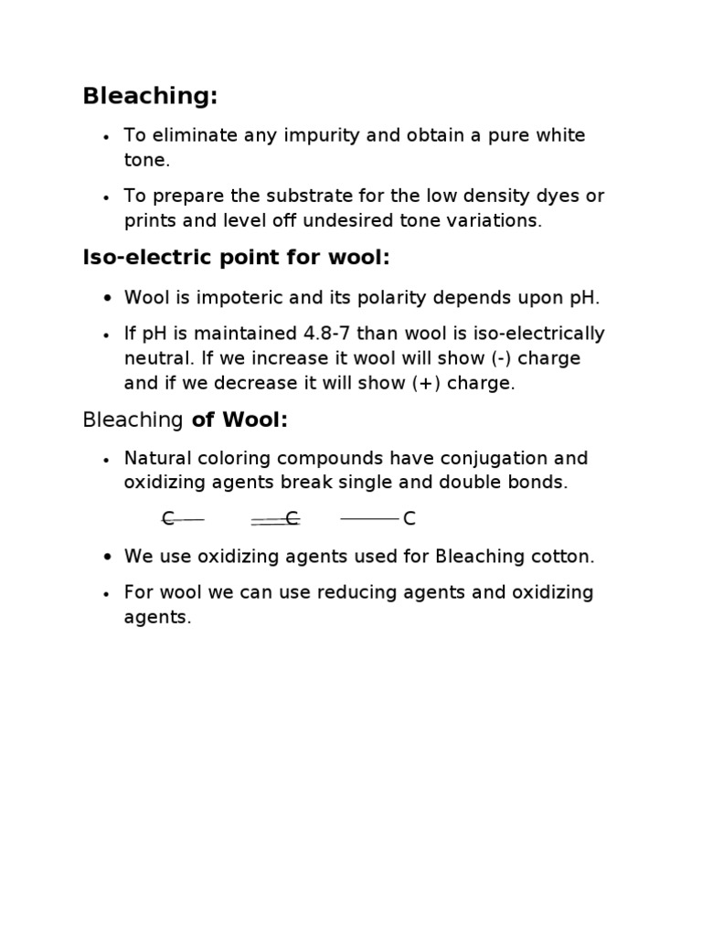Bleaching of Wool | PDF | Bleach | Hydrogen Peroxide