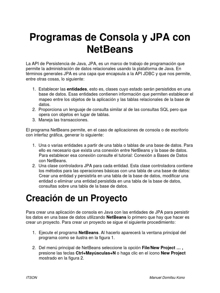 Programas de Consola y JPA Con NetBeans PDF | PDF | Tabla (base de ...