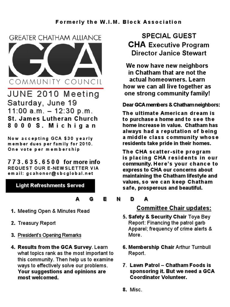 June Gca 2010 Meeting Flyer | PDF | Business