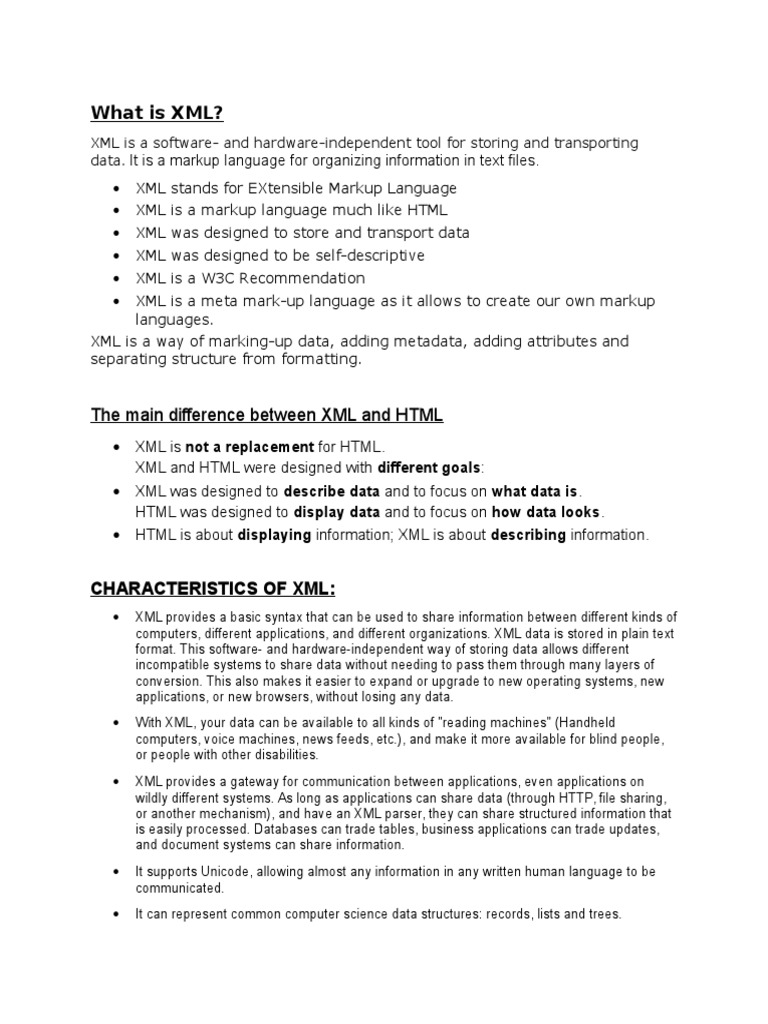 What Is XML and Its Applications &characterisrics of XML | PDF | Xml ...