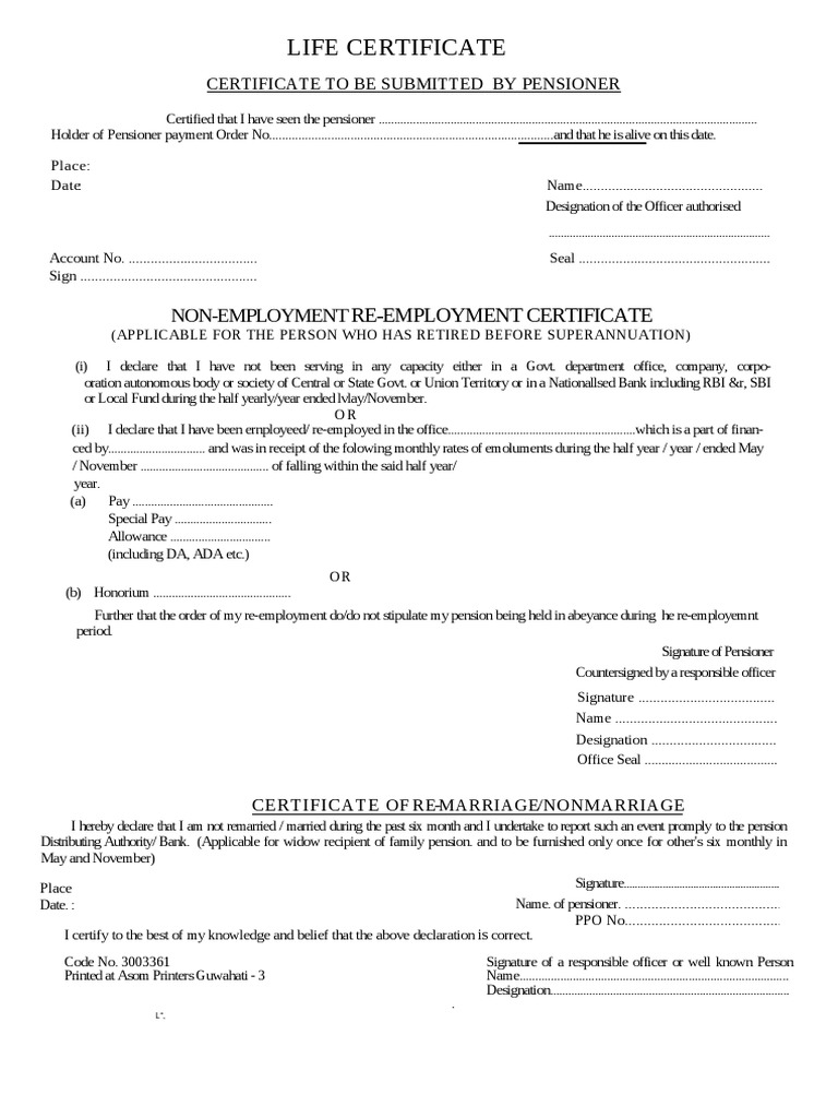 Life Certificate | PDF