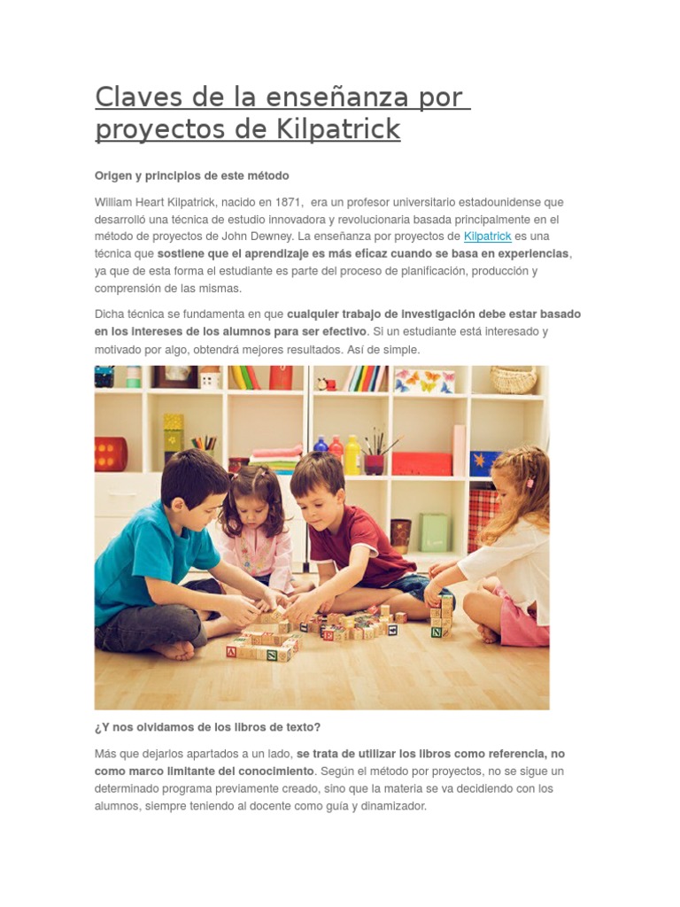 Claves de La Enseñanza Por Proyectos de Kilpatrick | PDF | Maestros ...