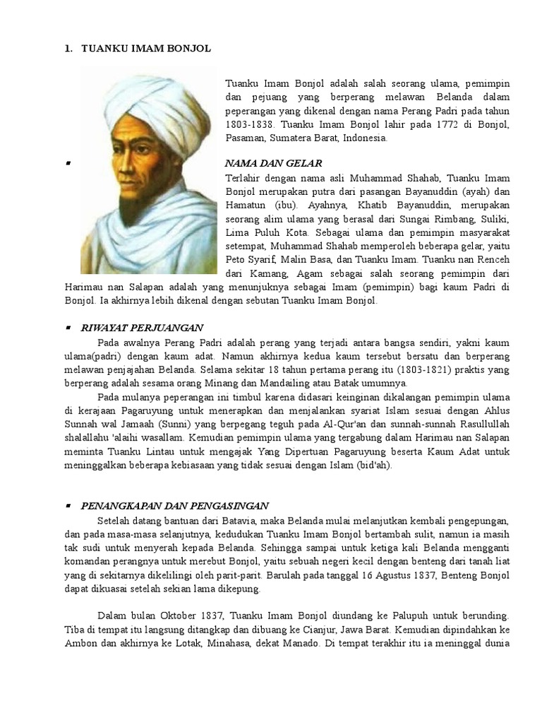 Perjuangan dan Warisan Tuanku Imam Bonjol | PDF