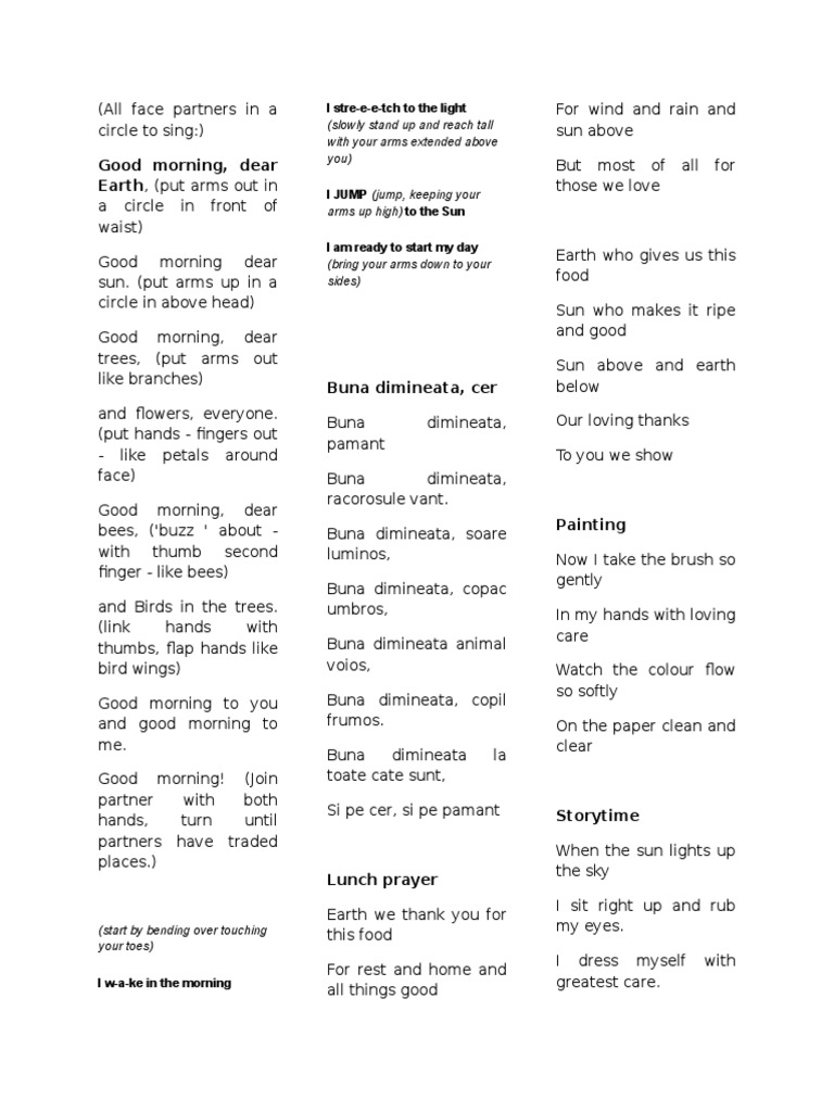 Waldorf Songs | PDF | Leisure | Nature