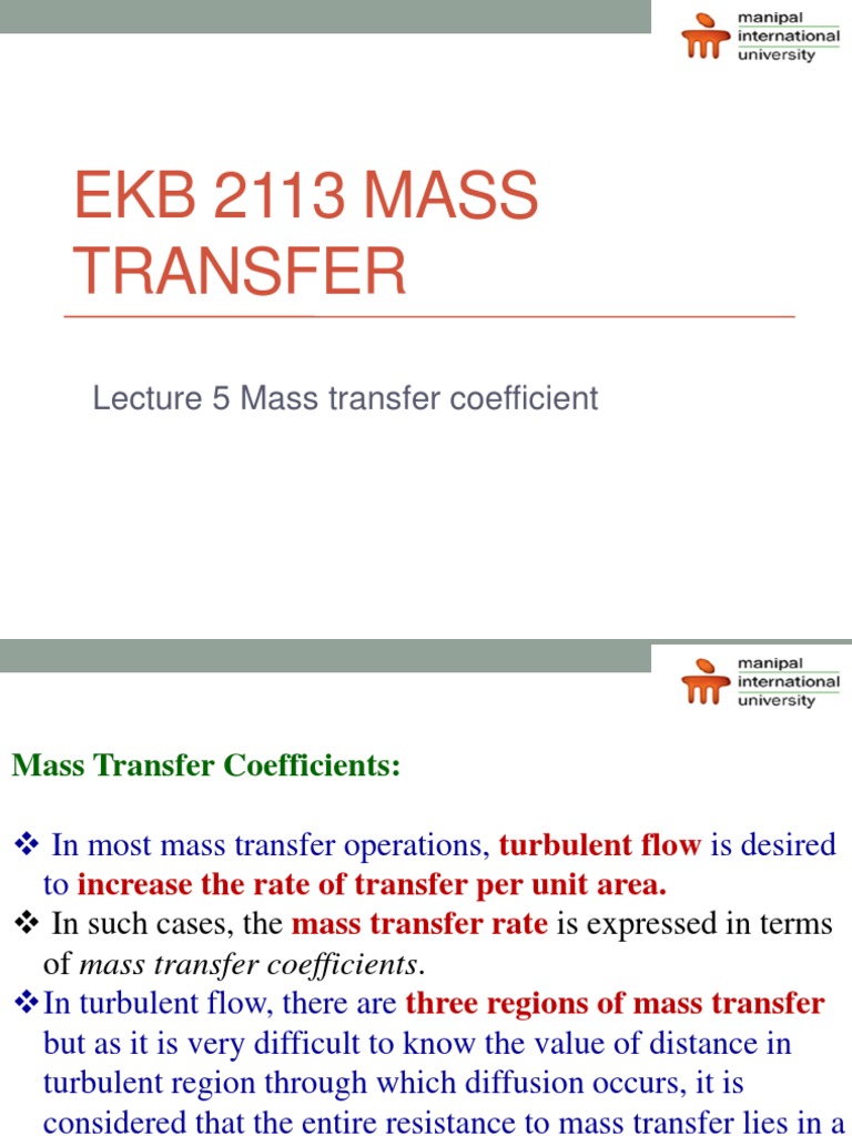 MT Lecture 5 - Mass Transfer Coefficient | PDF | Diffusion | Mass Transfer