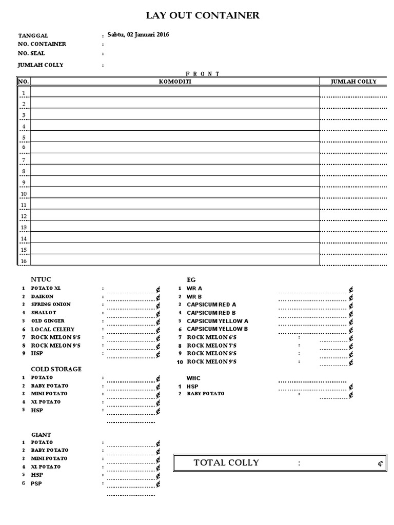 Container Layout for Produce Shipment | PDF | Sports & Recreation ...
