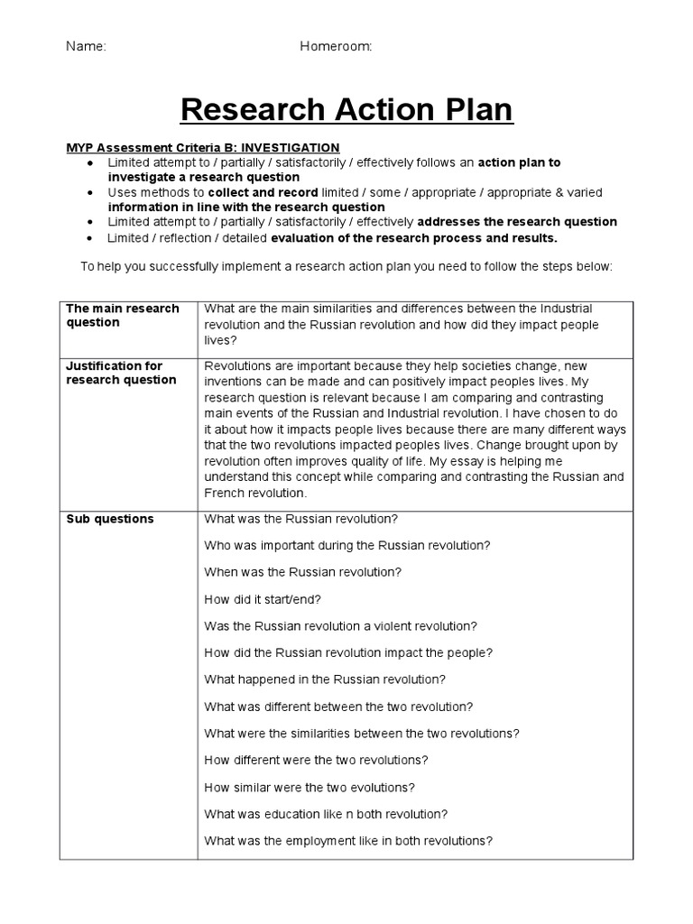8 1 A2 Revolutions - Research Action Plan Exemplar | PDF | Revolutions ...