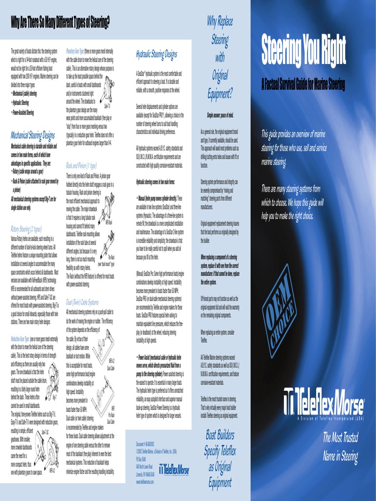 Teleflex Steering Selection | PDF | Steering | Gear