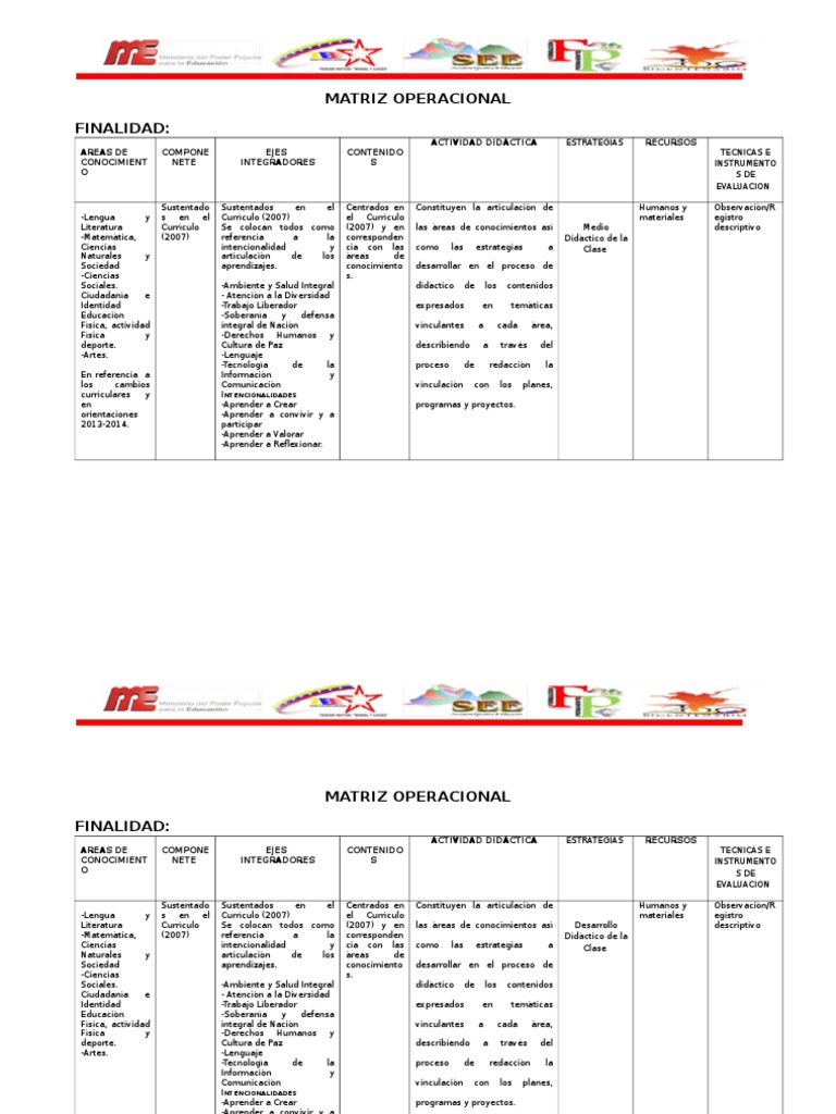 Matriz Operacional para Exposicion | PDF | Plan de estudios | Sociedad