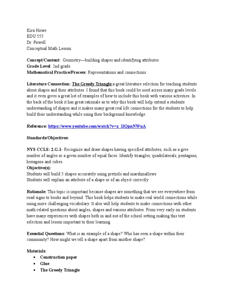 Conceptual Math Lesson-Edu555 | PDF | Shape | Teaching Mathematics