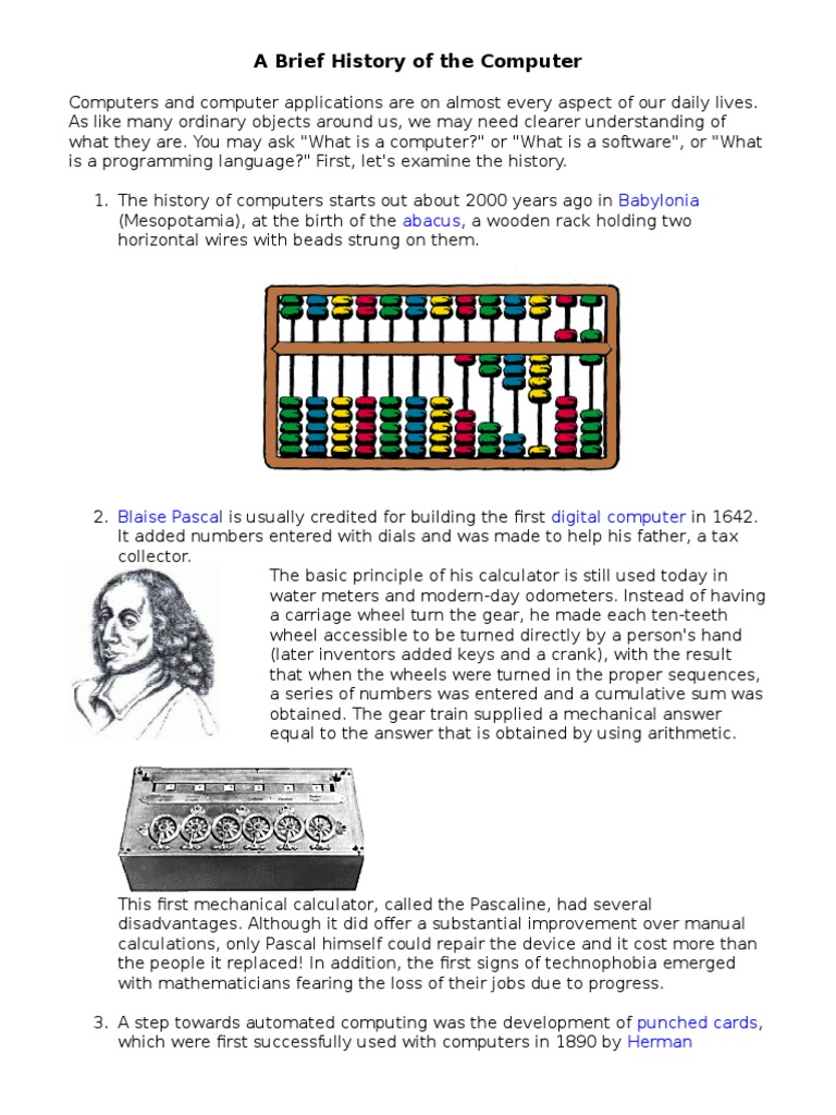 A Brief History of The Computer | PDF | Home & Garden | Technology ...