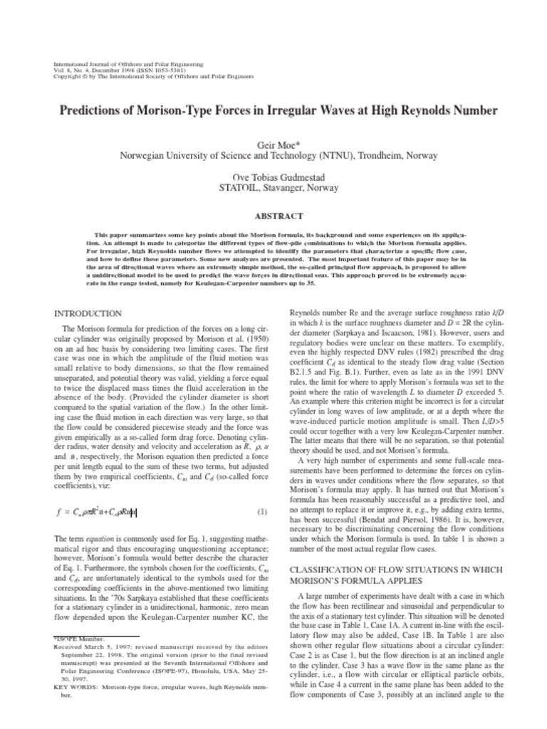 Morison Equation | Fluid Dynamics | Waves