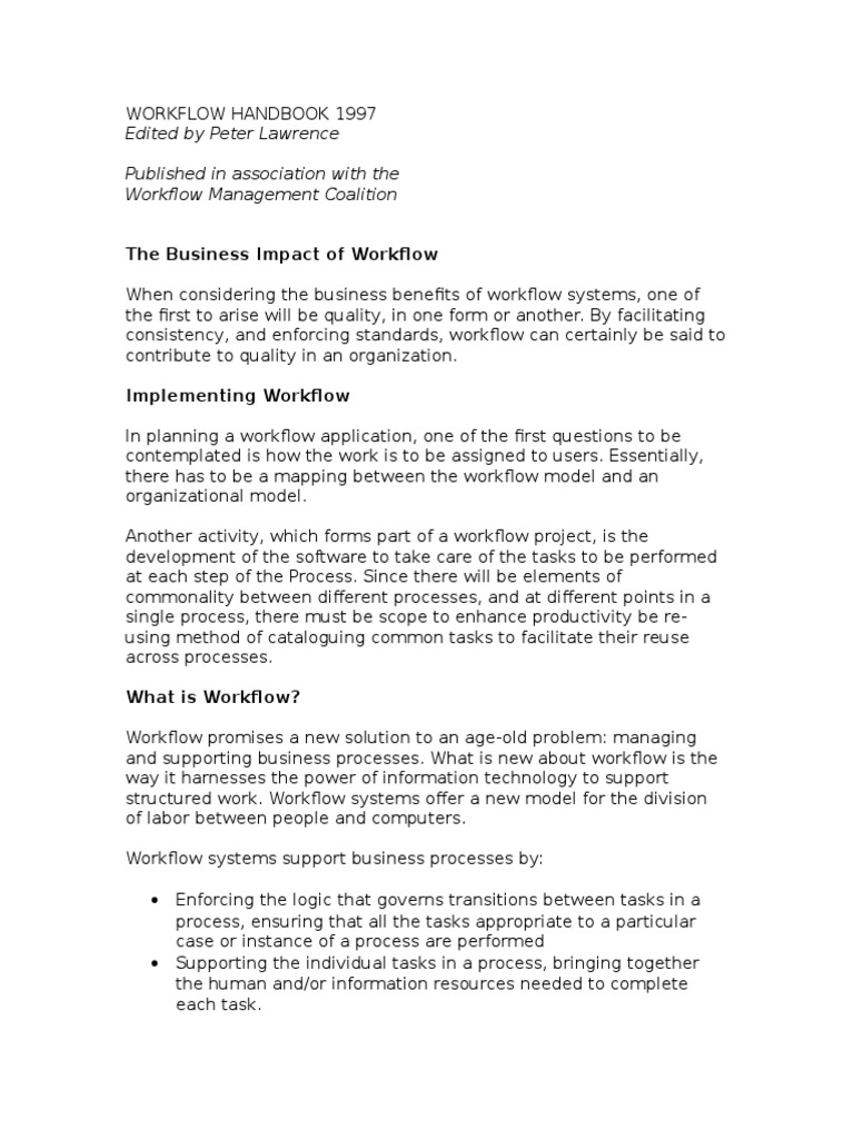 Workflow Handbook | PDF | Workflow | Business Process