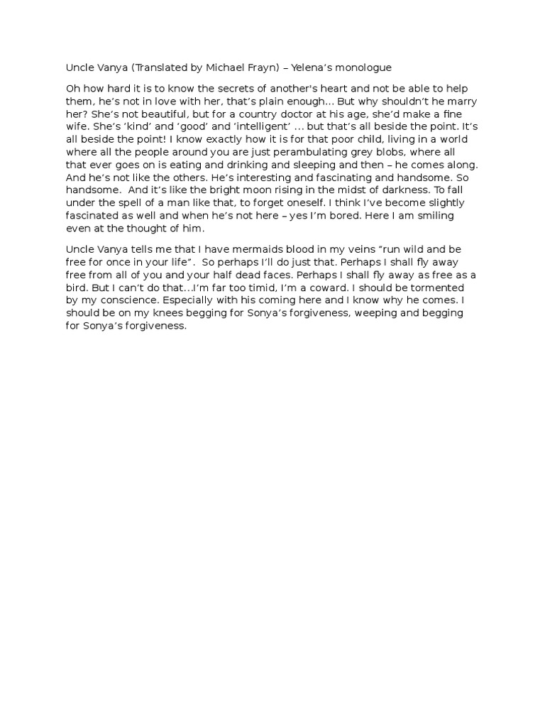 Uncle Vanya Full Monologue | PDF | Poetry