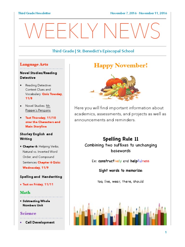 Weekly Newsletter Template | PDF