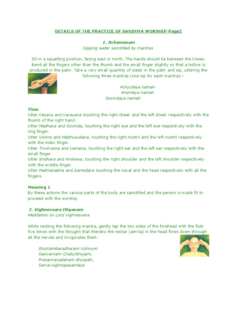 Details of The Practice of Sandhya Worship | PDF | Mantra | Hindu ...