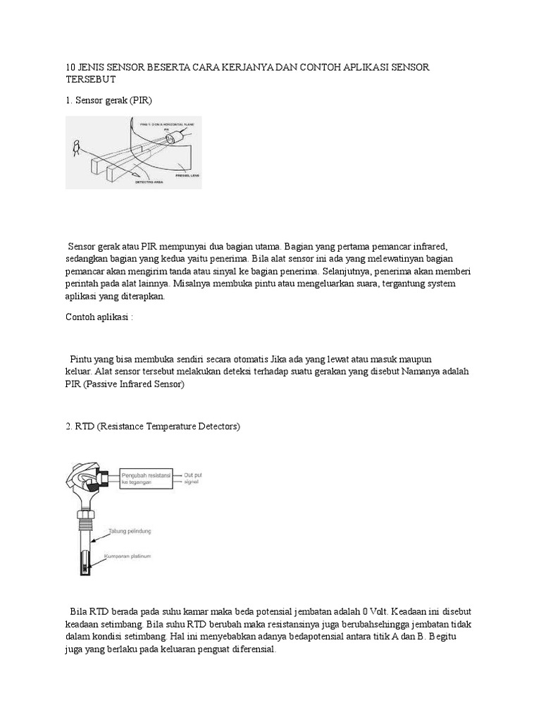 10 Jenis Sensor Beserta Cara Kerjanya Da | PDF