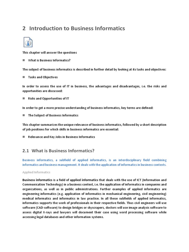 Chapter 2 - Introduction to Business Informatics | Informatics ...