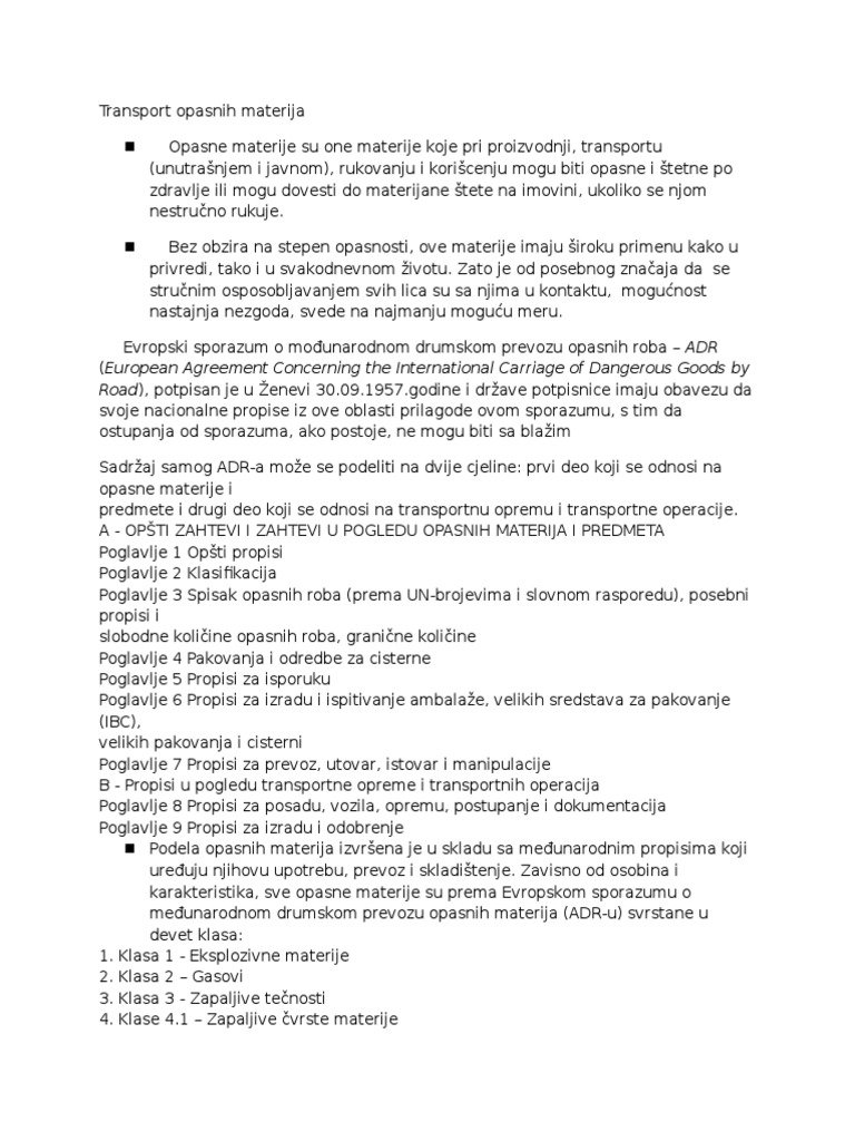 Transport Opasnih Materija | PDF