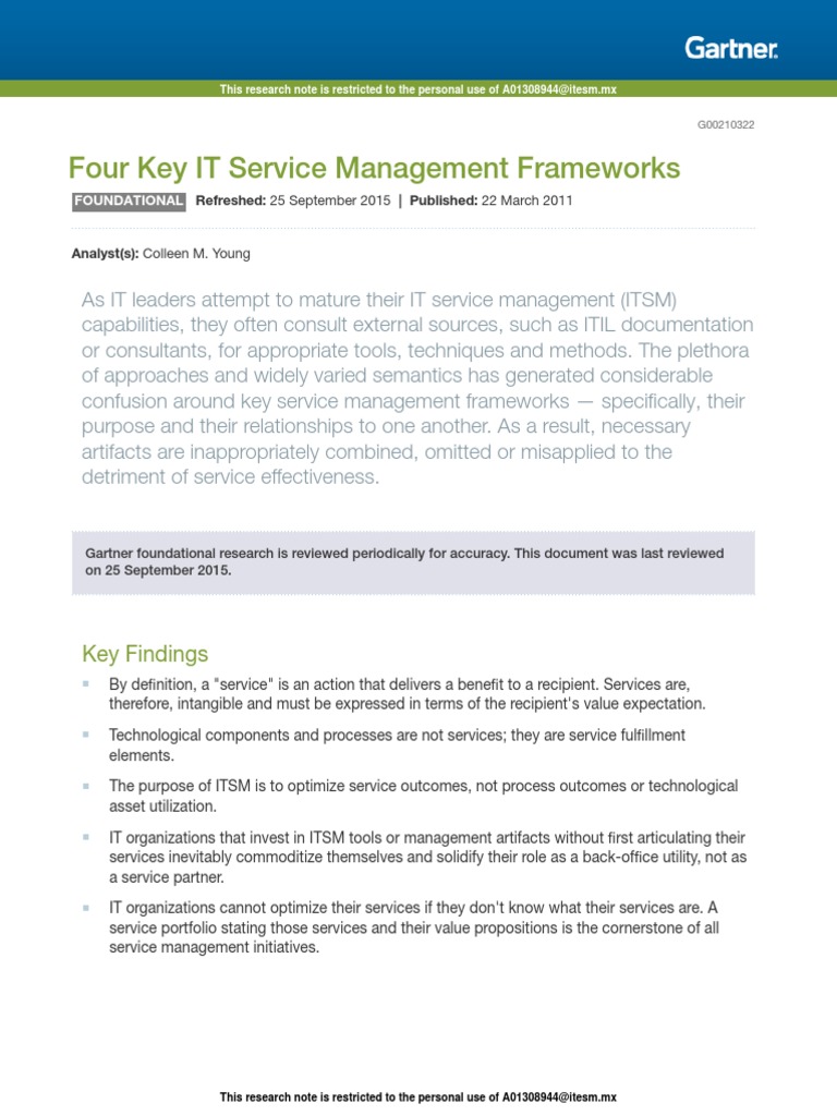 Four Key It Service Management Frameworks | PDF | Service Level ...