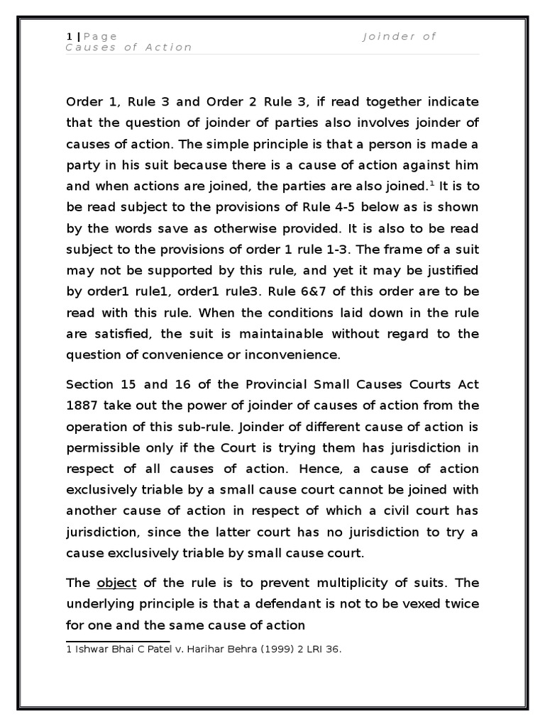 Joinder of Causes of Action CPC | PDF | Joinder | Lawsuit