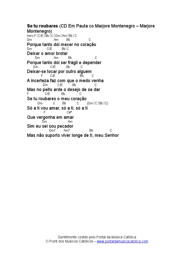 Letras e Cifras Da Marjorie (Shalom) | PDF | Teologia | Amor