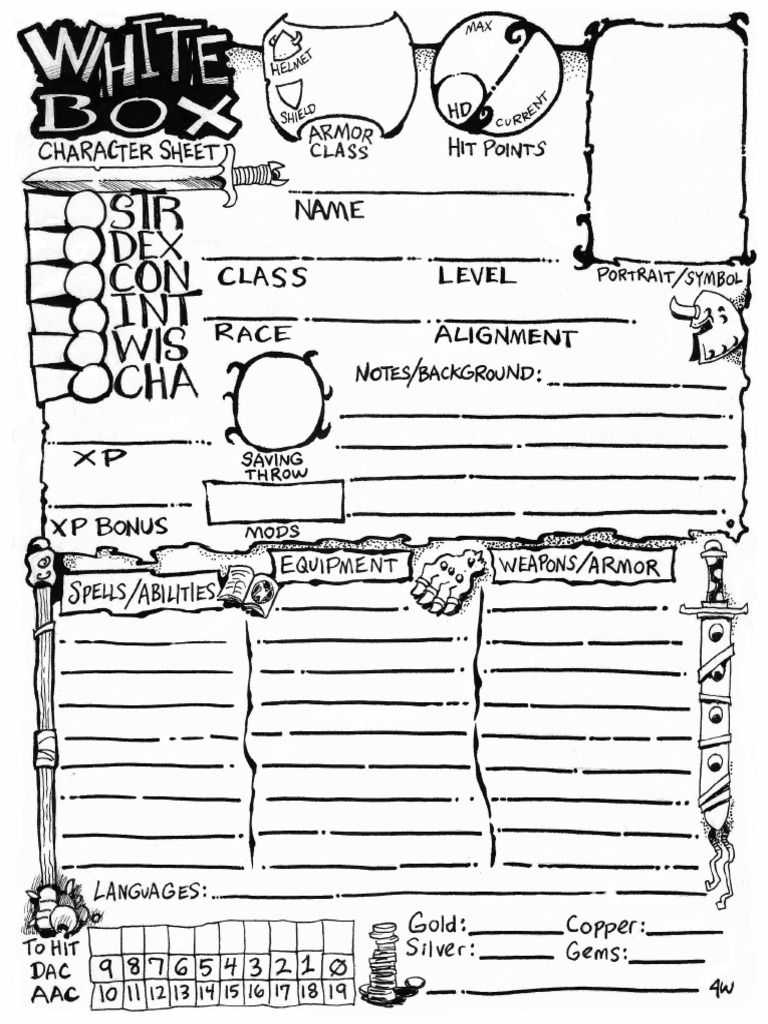 White Box Character Sheet (10097978) | PDF