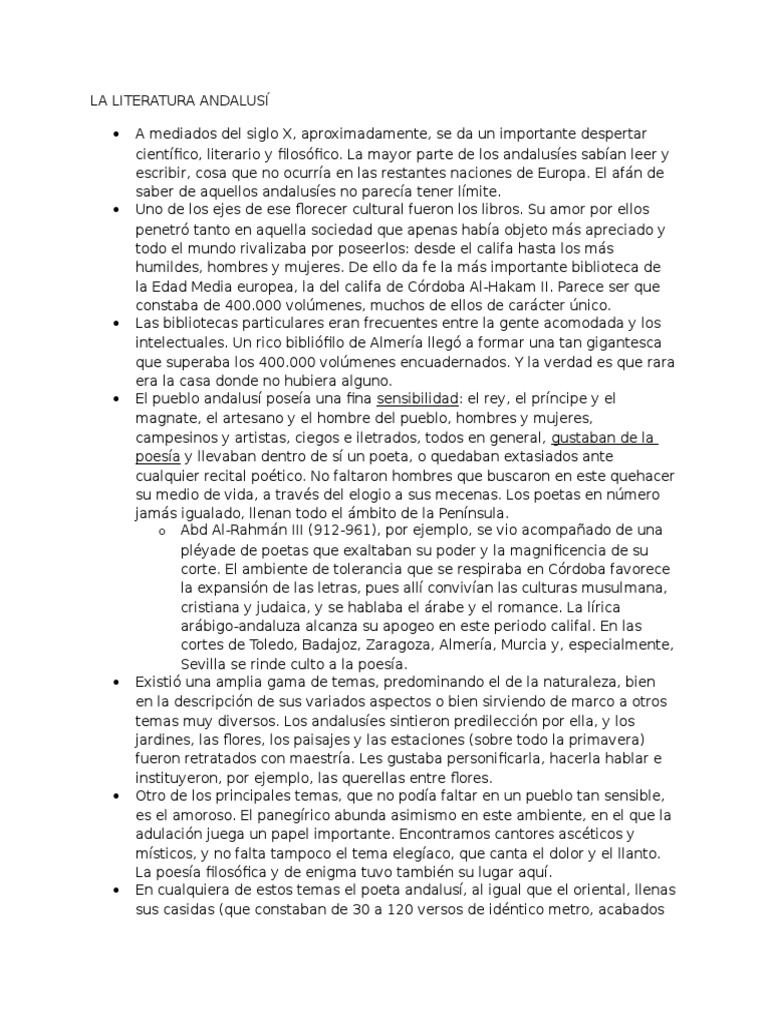 La Literatura Andalusí | PDF | Poesía