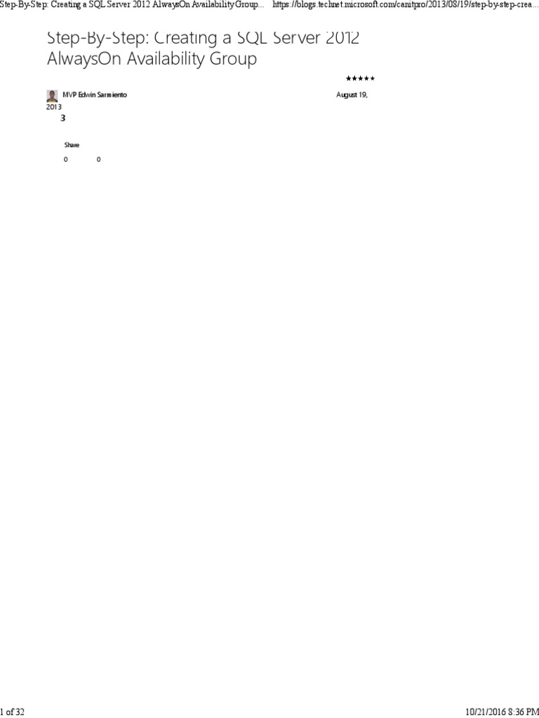 Step-By-Step: Creating A SQL Server 2012 Alwayson Availability Group ...