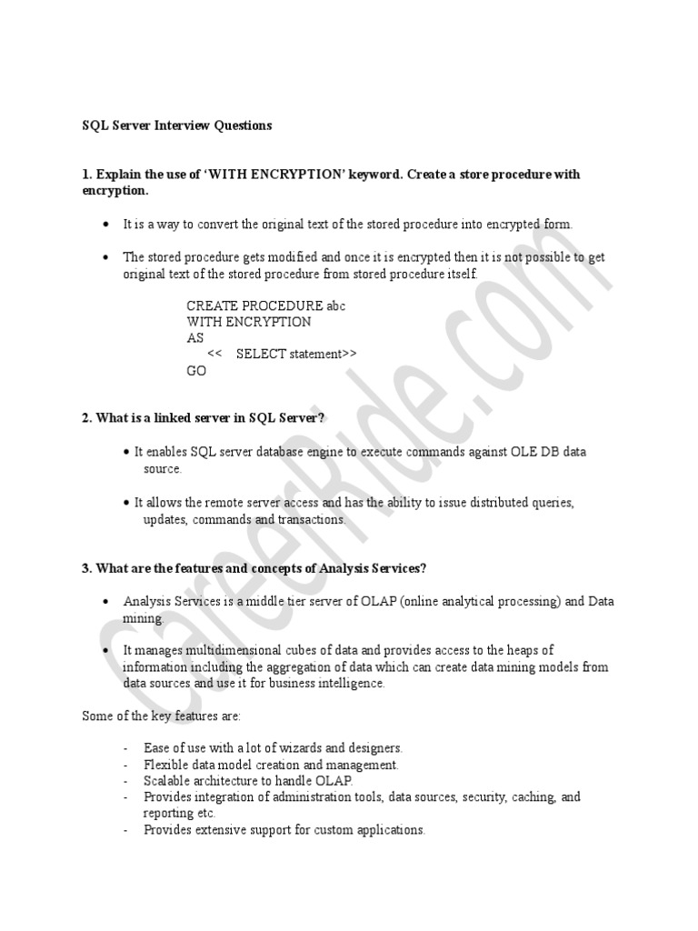 SQL Server Interview Questions | PDF | Microsoft Sql Server | Sql
