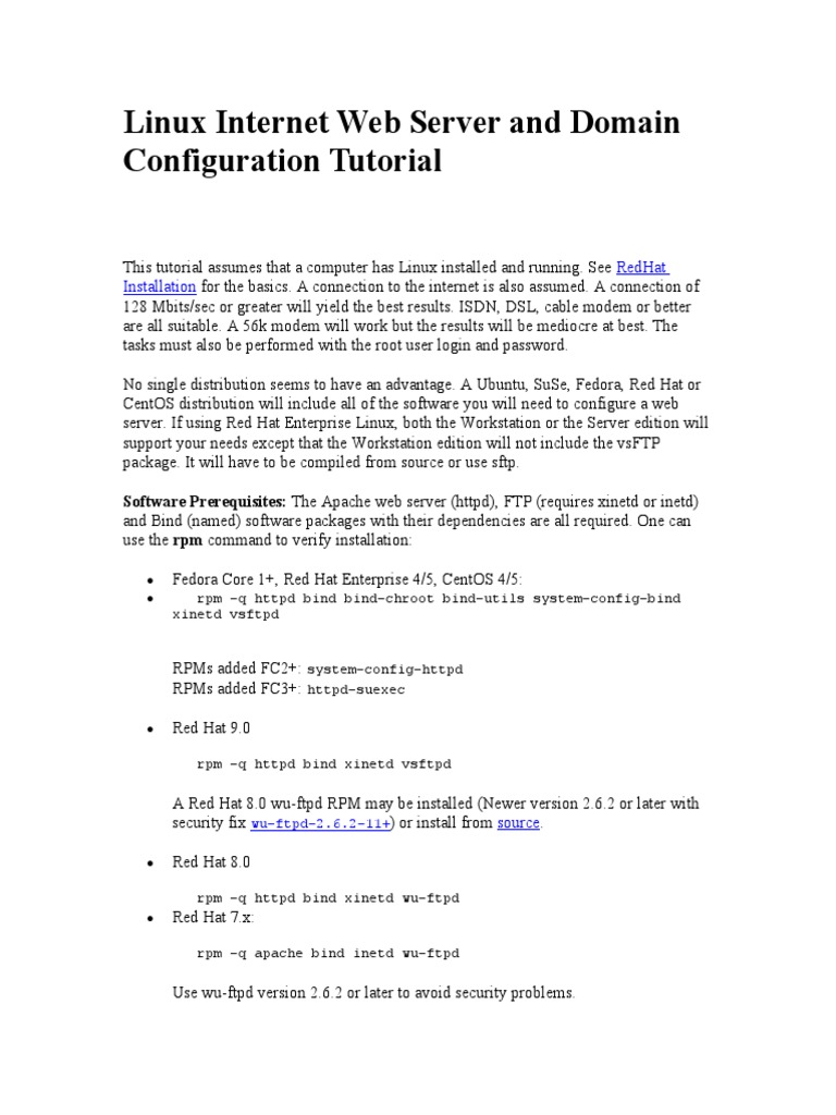 Linux Internet Web Server and Domain Configuration Tutorial | PDF ...