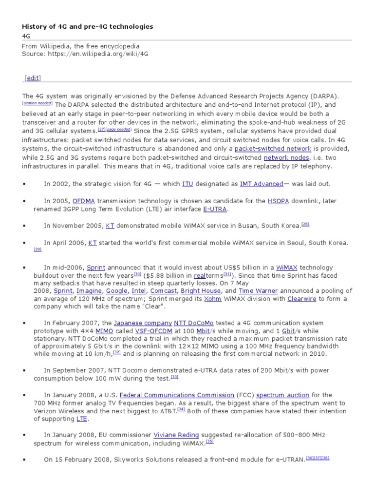 Evolution of 4G and Pre-4G Tech | PDF | 4 G | Lte (Telecommunication)