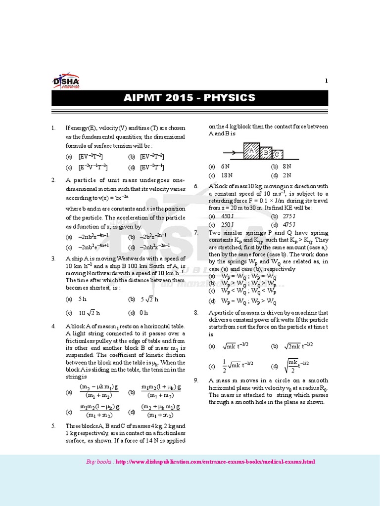 Phy Aipmt 2015 Ques | PDF | Lens (Optics) | Capacitor