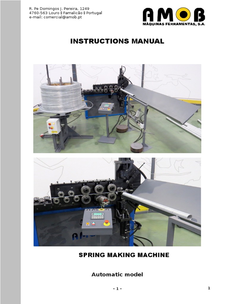 Instructions Manual: Spring Making Machine | PDF | Switch | Bearing ...