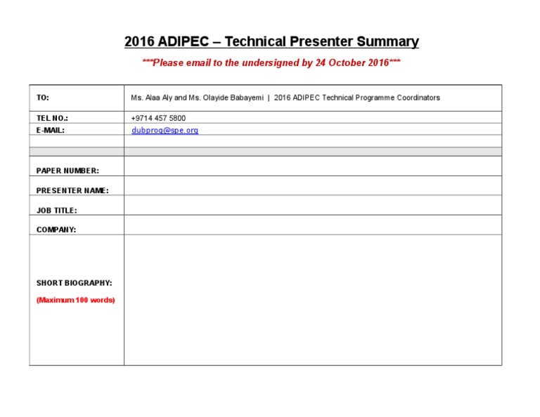 Presenter Biography - Conference Template