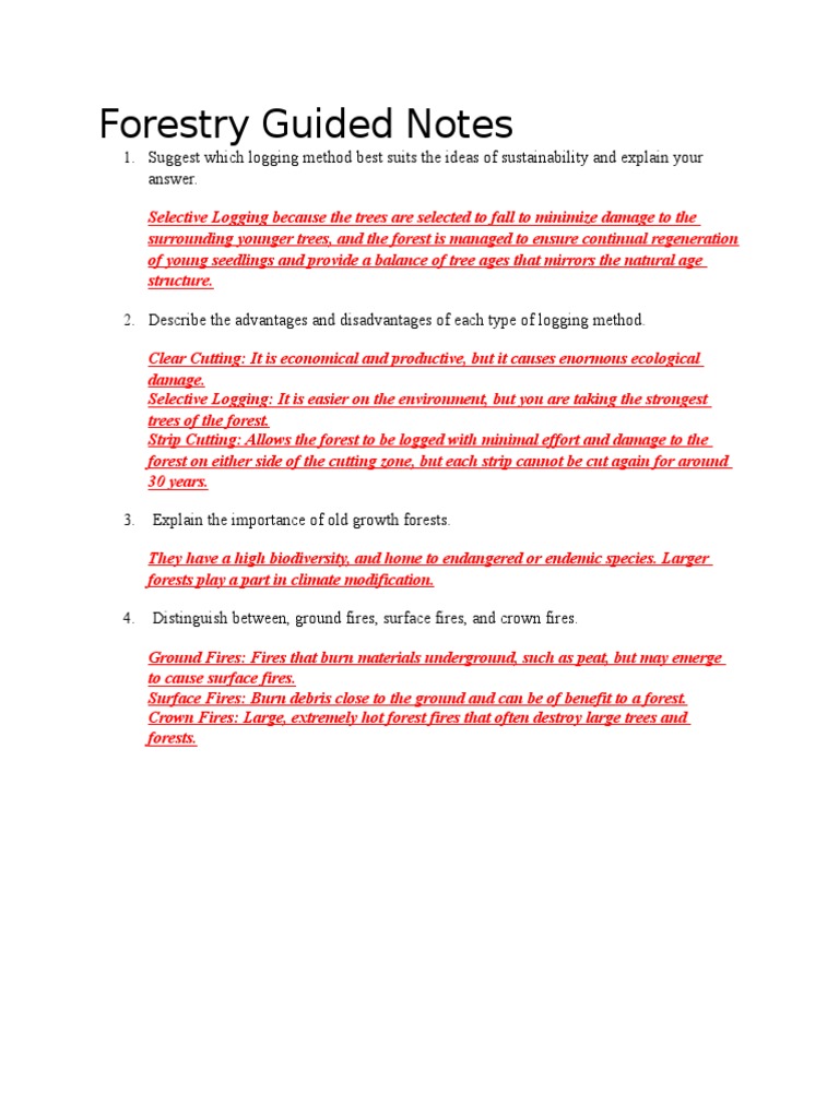 Forestry Guided Notes | PDF