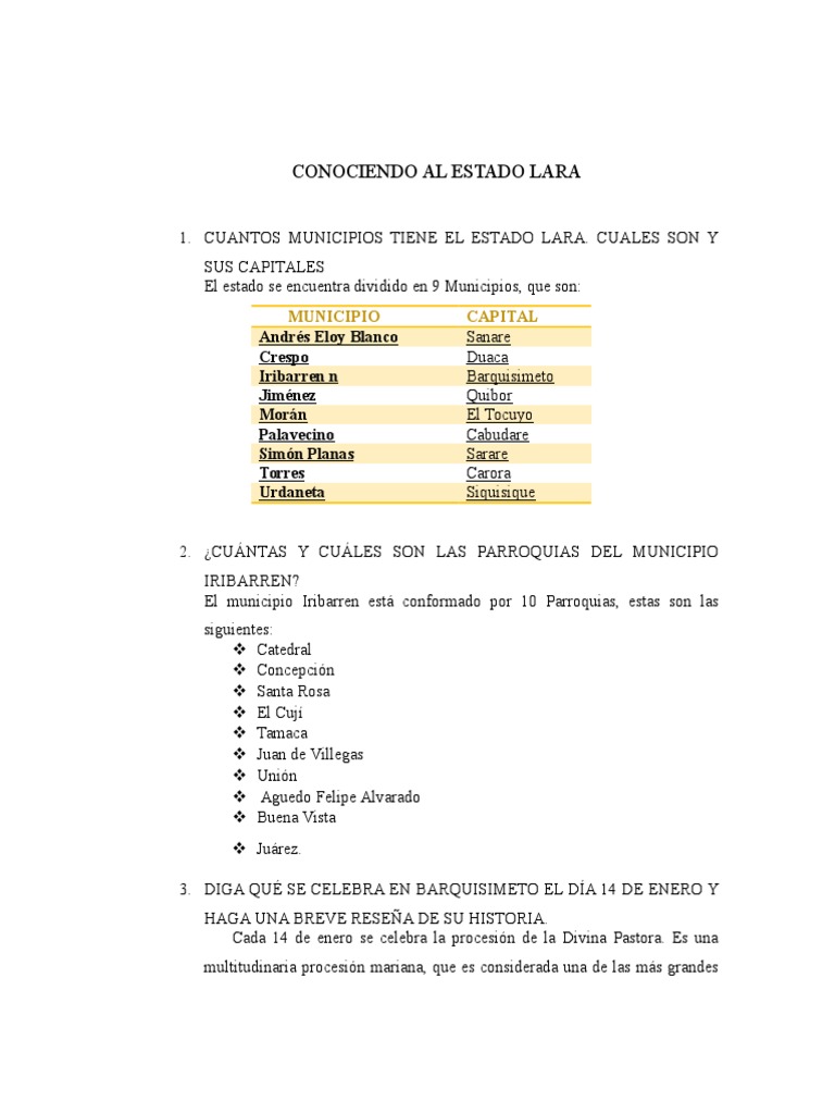 Conociendo Al Estado Lara | PDF