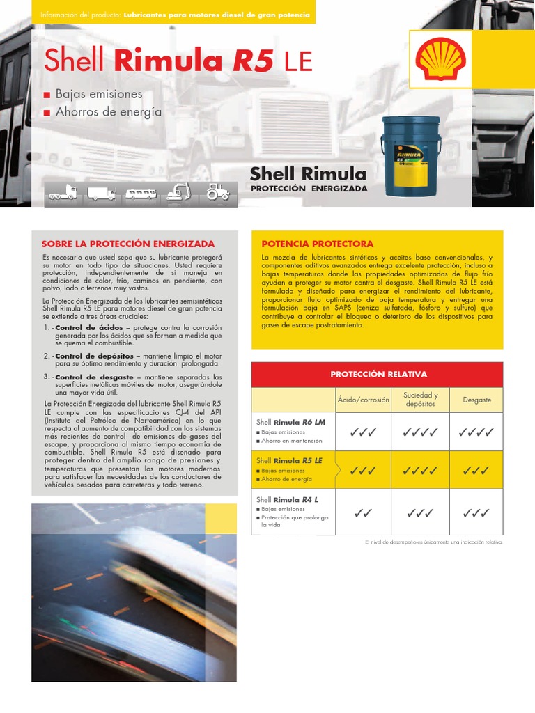 Shell Rimula R5 LE PDF | PDF | Lubricante | Pistón