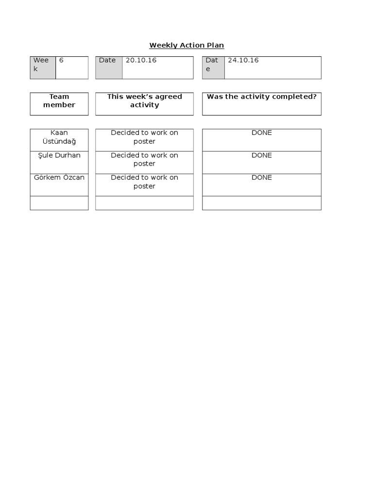 1 Weekly-Action-Plan | PDF | Career & Growth