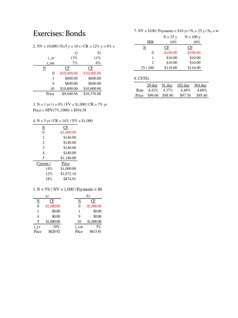 Exercises, Bonds | PDF